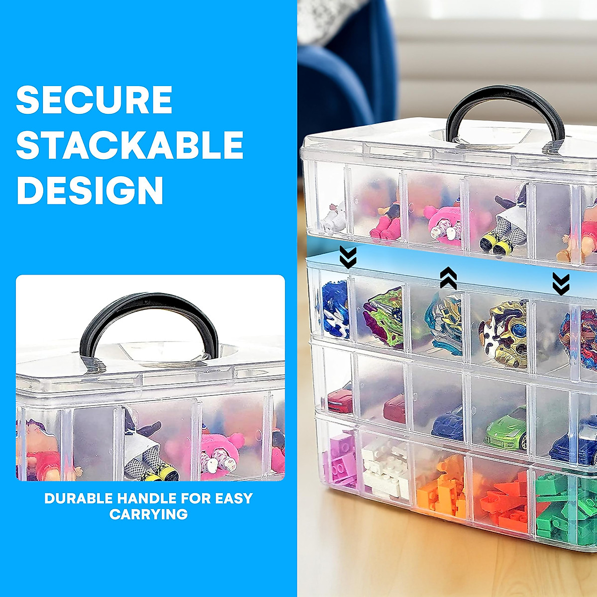 Bins & Things 40-Compartment Organizer for LOL Dolls - Beads and Craft Storage, Compact Toy Organizer for Small Toy Figures - Portable, Durable Storage Solution