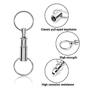 CooBigo 3 Pack Quick Release Detachable Keychain Dual Pull Apart Key Chain Spring Split Snap Separate Double Key Ring Lock Valet Keys Flashlights DIY Crafts Accessories