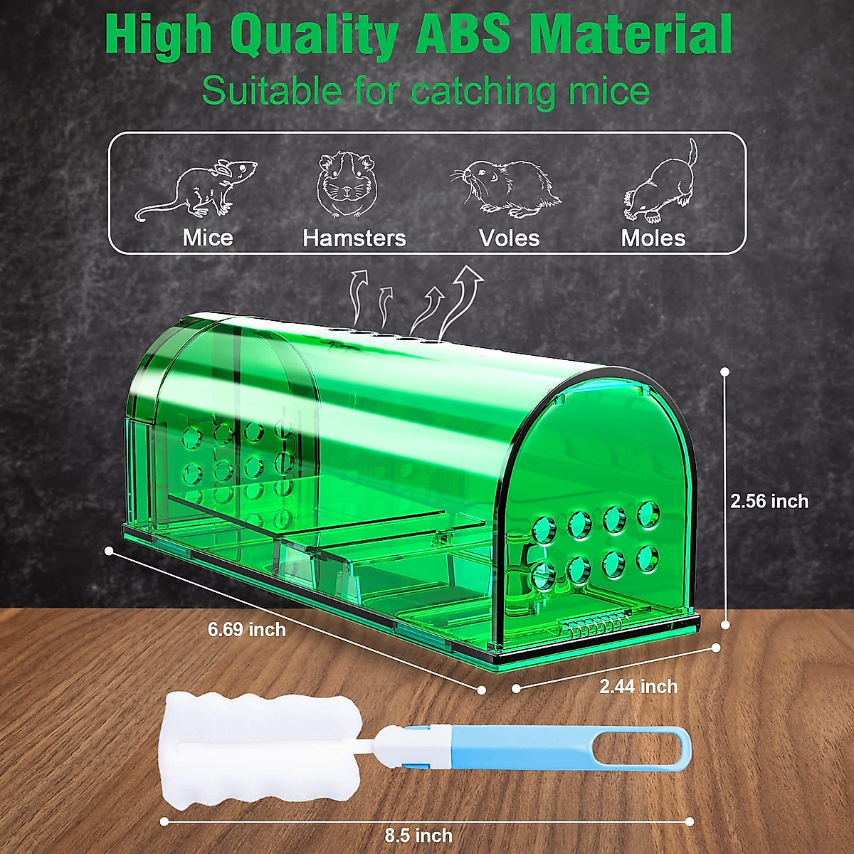 4 Pcs Humane Mouse Traps No Kill, Live Mouse Trap, Reusable Mice Trap Catch for House & Outdoors