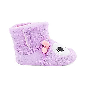Simple Joys by Carter's Unisex Babies and Toddlers Fuzzy Slipper, Lilac, Owl, X-Small Toddler