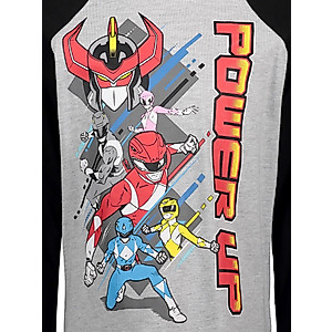Power Rangers Big Boys 2 Pack Long Sleeve Graphic T-Shirt Red Grey 7-8