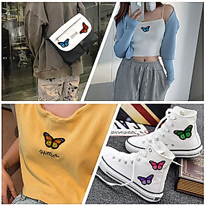 AUGSUN 40pcs Butterfly Iron on Patches, 2 Size Embroidered Sew Applique Repair Patch