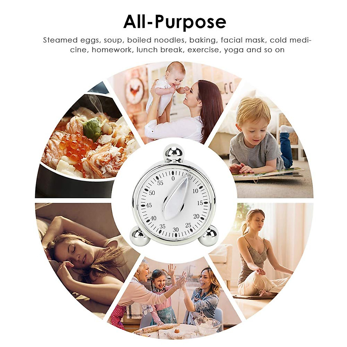 Mechanical Timer Cooking Reminder Precise Alarm Clocks for Kitchen Hairdressing and Beauty Salon