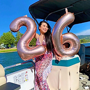 60th Birthday Balloons Rose Gold for Women, 40 Inch Giant Mylar Foil Number 60 Balloons Self Inflating, Rose Gold Digit 6 & 0 Helium Balloons for 60th Anniversary Party Decorations Supplies
