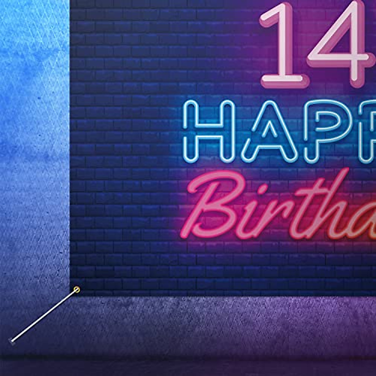 Glow Neon 14th Birthday Backdrop Banner - Vibrant Party Decor