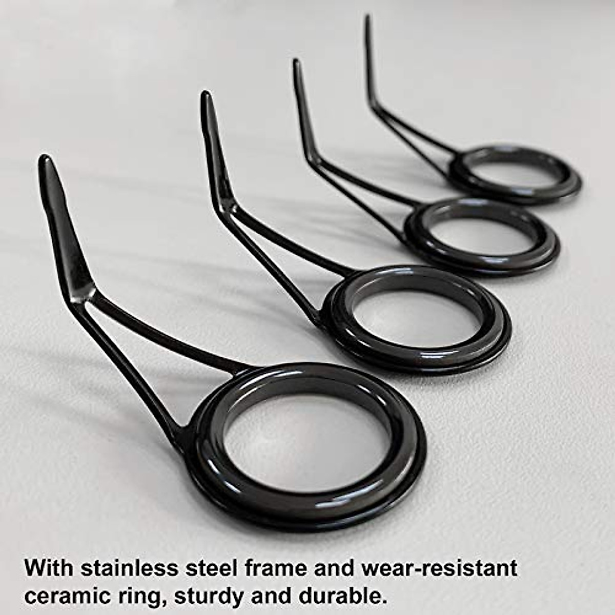 THKFISH Rod Repair Kit Rod Tip Repair Kit Ceramics Tips Stainless Steel Carbon Spinning Rod Guides Fishing Rod Repair Kit Black 35pcs