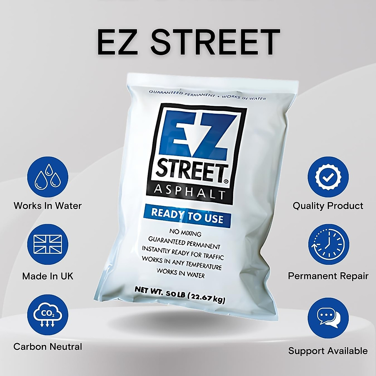 EZ Street EZ50 Asphalt Cold Patch Pothole Repair, 50-Lbs. - Quantity 1