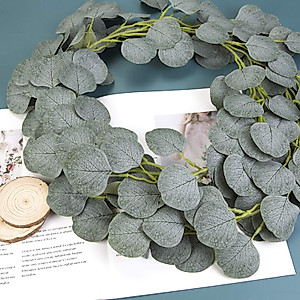 ZIFTY 5 Pack 31.5FT Artificial Eucalyptus Garland Faux Vines Handmade Greenery Silver Dollar Leaves for Wedding Arch Backdrop Home Table Runner Garden Décor(Eucalyptus)