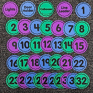Really Good Stuff Carpet Mark-Its – 36 Pack–Line-Up Helpers – Carpet Markers for the Classroom – Numbered Spot Markers and Labels – 4" Carpet Dots for Teacher Supplies