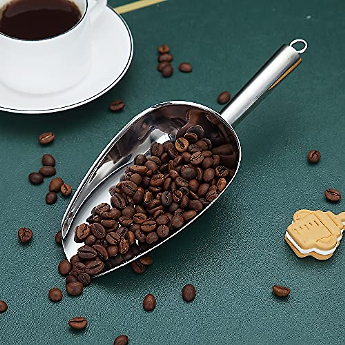 Ice Scoop, Fashion Ice Cream Scoop, Premium Stainless Steel Cookie Scoop, Dog Food Scoop, Sturdy Flour Scoop, Utility Candy Scoop, Dishwasher Safe (Silver/8oz/9 Inch)