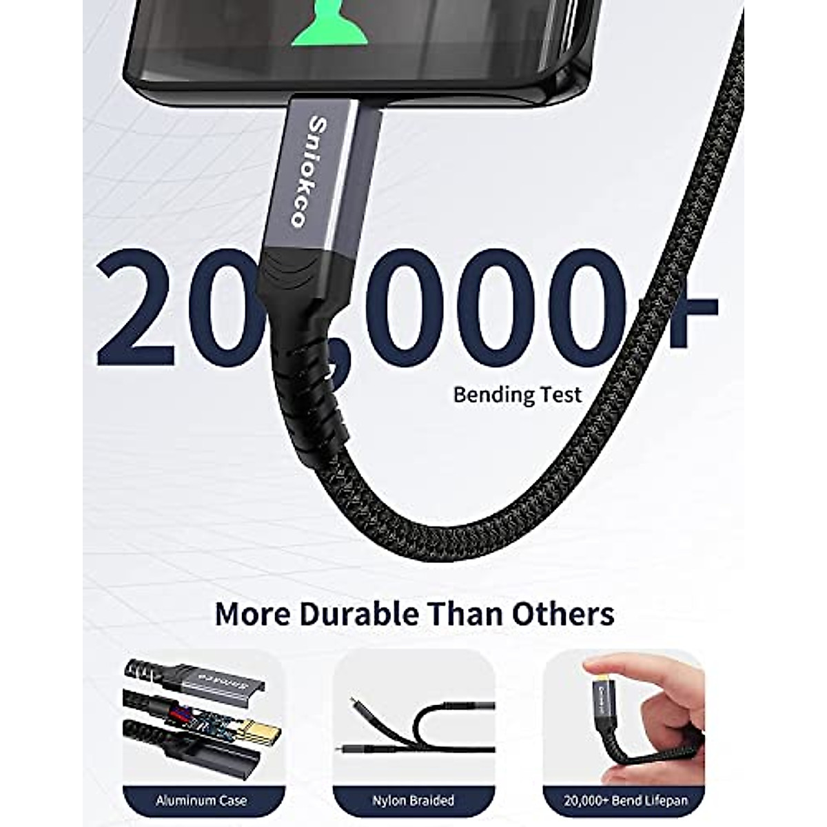 Sniokco USB4 Cable 6.6FT, USB C to USB C Cable 40Gbps with Emarker for Thunderbolt 4/3 USB C 3.2 Gen2*2 PD3.1 240W 100W Data Sync Charger Video Audio for Monitor Display PC Laptops iPhone16 15 MacBook