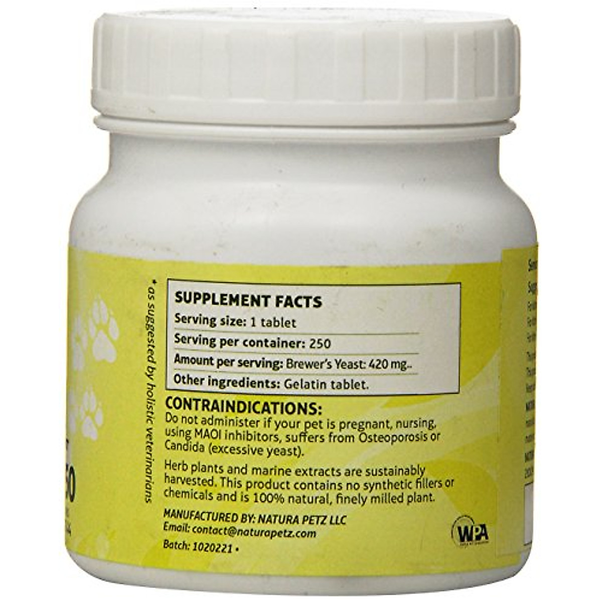 Natura Petz Baby Love Bits Probiotic Growth, Muscle and Central Nervous System Support for Senior Pets, 250 Tablets, 420mg Per Tablet