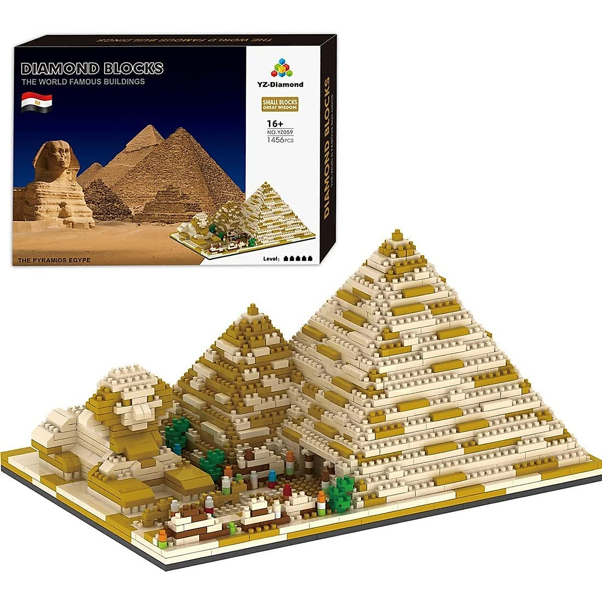 FULHOLPE Egyptian Pyramids Micro Bricks Mini Building Blocks Set (1,456 Pieces) - World Famous Architectural Model Set Modular Building Kit