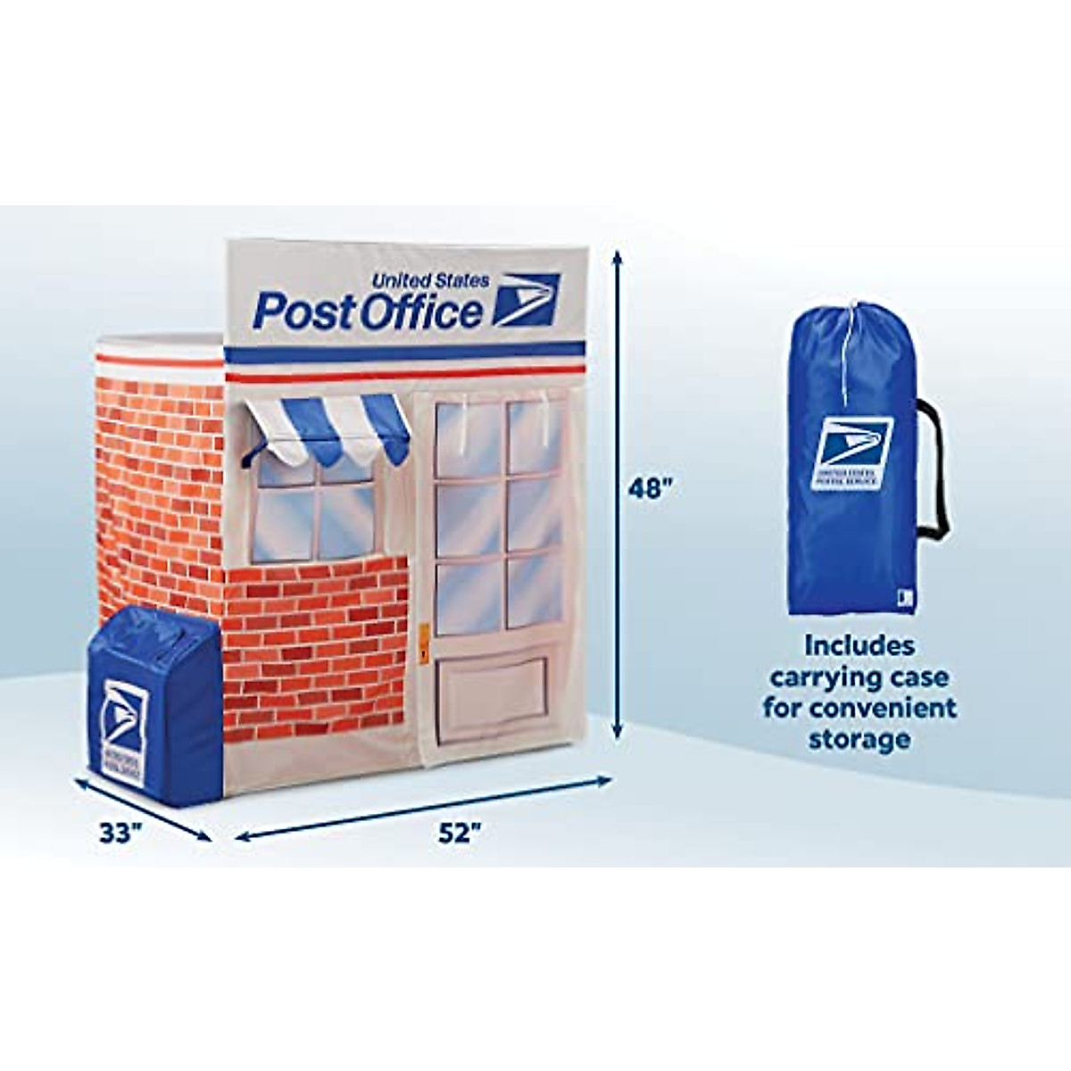 Kid Trax USPS Play Tent for Kids, Tent House for Kids, Large Front and Rear Openings, Mail Collection Box, Includes Carrying Case, Mail Truck or Carrier Accessory, Kids Play House, Post Office Toys