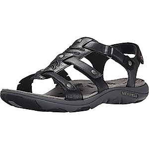Merrell Women's Adhera Strap Sandal, Black, 8 M US