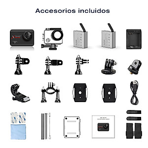 CAMPARKCAMERA Waterproof Action Camera 4K 60FPS 20MP Underwater Camera Camcorder 40M 170 ° Wide Angle Camera with Touch Screen Stabilizer 2 Rechargeable 1350 Batteries and Accessories Kit