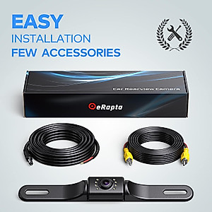 eRapta Backup Camera Rear View License Plate, 45° Adjustment Bracket with 149° Perfect Angle, Night Vision, IP69K Lever Waterproof for Pickup Truck Car SUV Sedan Truck