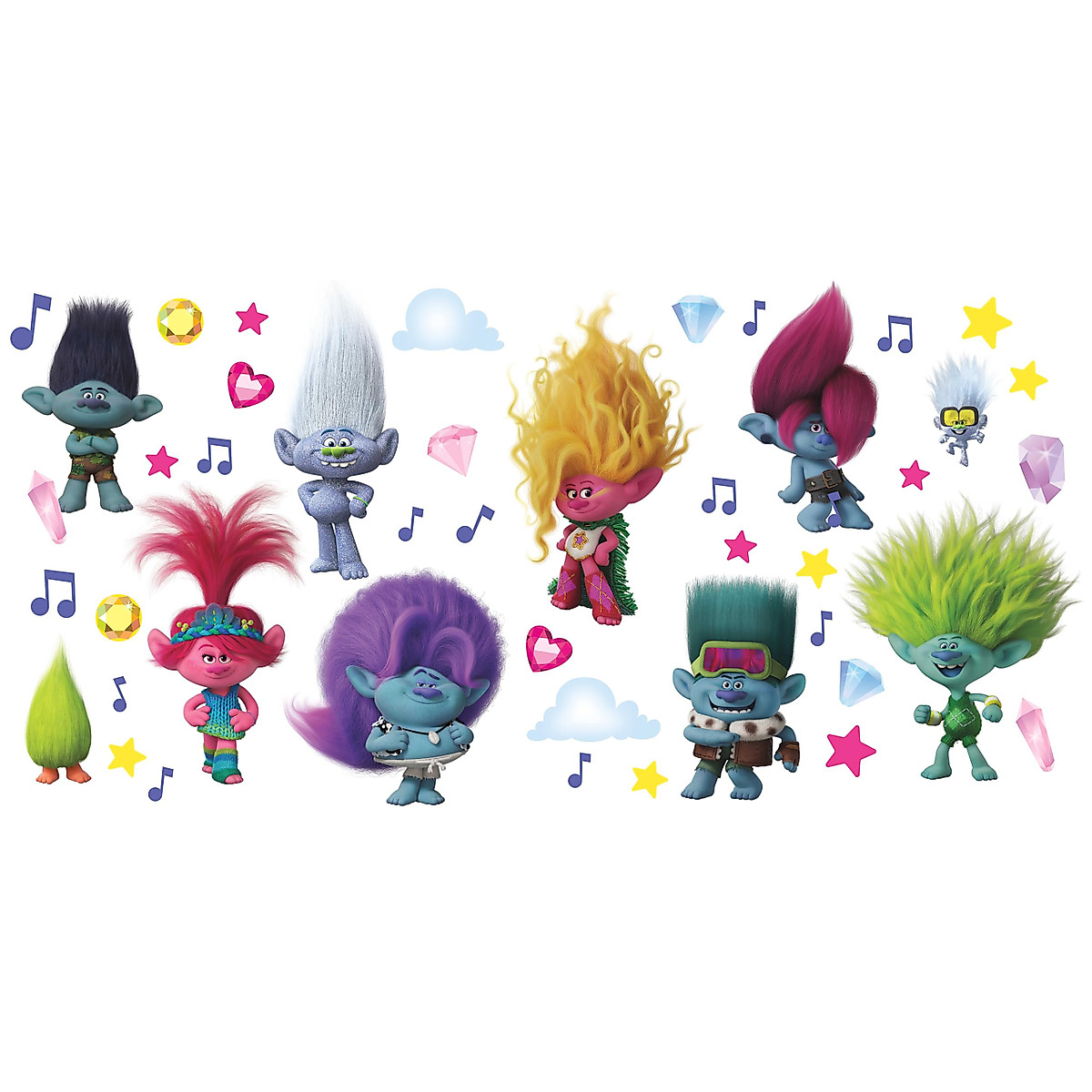 DreamWorks Trolls 3 Band Together with Glitter Wall Decal by RoomMates, RMK5435SCS
