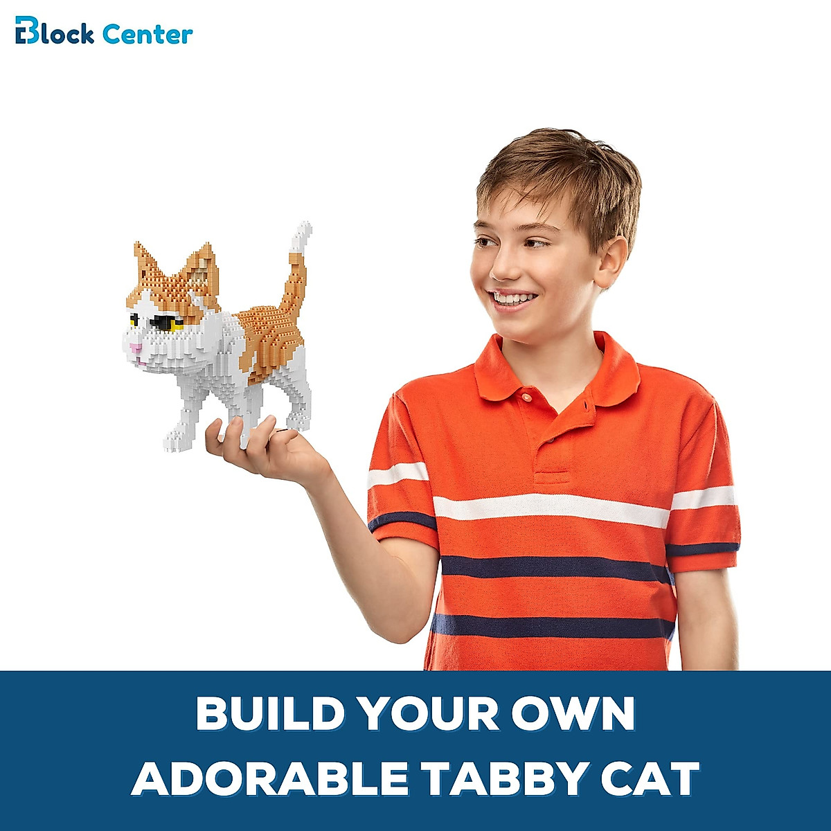 3D Mini Blocks Calico Cat [Upgraded Model], 3D Toy Pet Building Block Set, MiniBlocks and Micro Building Blocks Kit for Kids, Teens, and Adults 1300 pcs (Tabby)