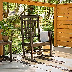 Shine Company Berkshire Outdoor Resin Rocking Chair with High Back, All Weather Heavy-Duty HDPE Poly Plastic Rocker for Patio, Porch, Lawn, Garden, Black