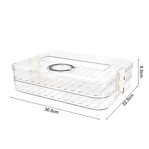 CheurYae 2-Layer Frozen Dumpling Storage with Lids, Food Storage Container, Stackable Food Storage Containers, Cookie Storage Containers, Good Sealing, for Kitchen and Fridge