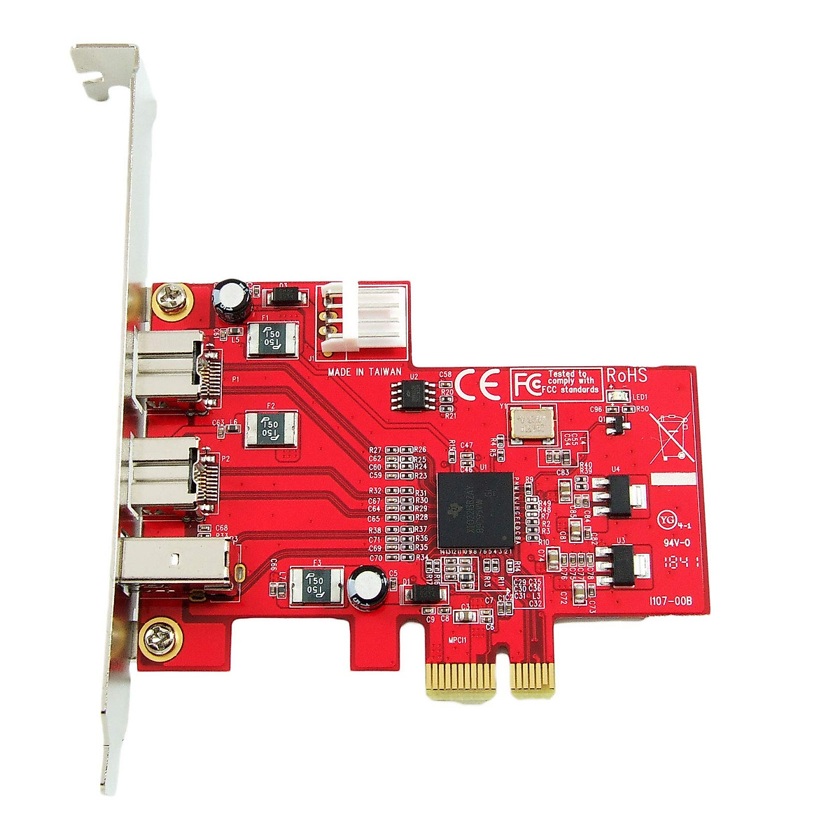 Ableconn PEX-FW107 1394b & 1394a 3-Port PCI Express (PCIe) Low Profile FireWire Host Adapter Card - TI XIO2213 Chipset