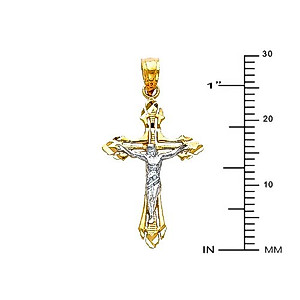 GoldenMine Fine Jewelry Collection 14k Two Tone Gold Jesus Cross Religious Charm Pendant