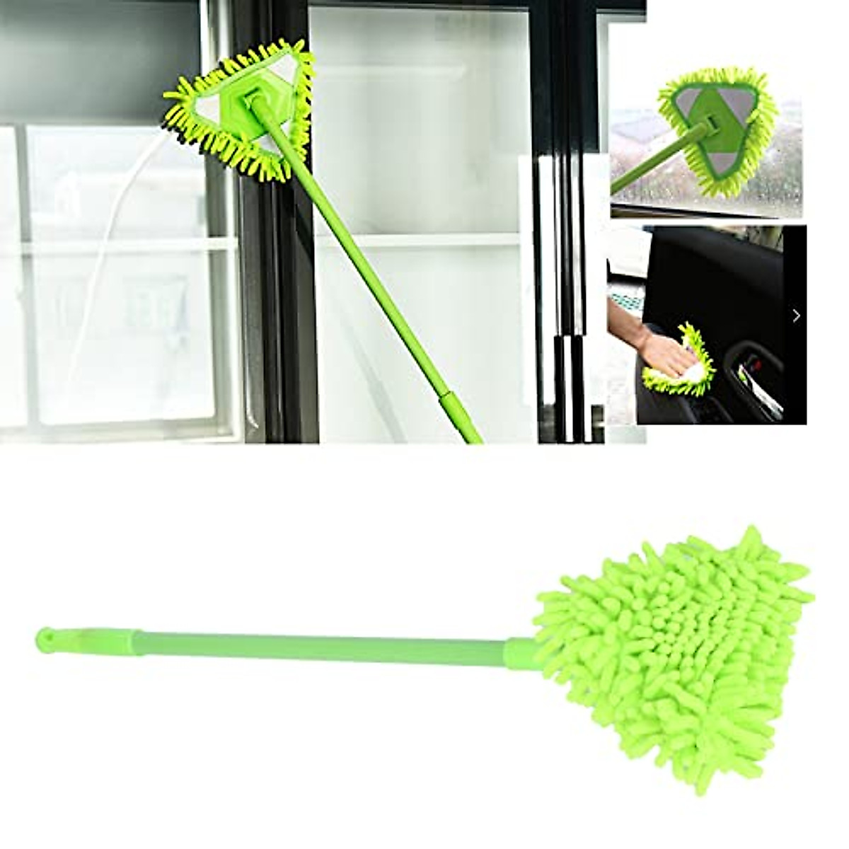 Extendable Mop 180 Degree Rotatable Triangular Cleaning Mop - Floor Cleaner, Glass Cleaner, and Versatile Cleaning Tool for Home, Wall, Ceiling, and Floors