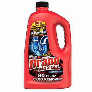 Drano Max Gel Drain Clog Remover and Cleaner for Shower or Sink Drains, Unclogs and Removes Hair, Soap Scum, Blockages, 80 oz