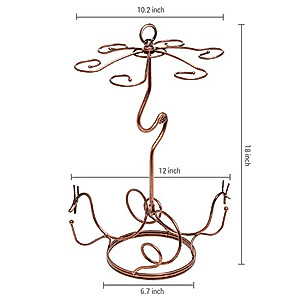 MyGift Bronze Metal Tabletop Wine Bottle Rack and Wine Glass Holder Stemware Display Stand