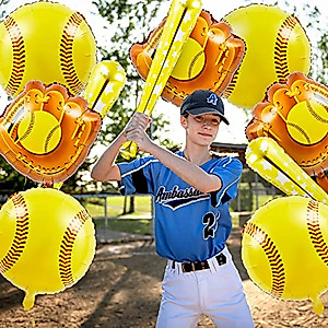 18 Pcs Softball Foil Balloons Softball Party Decorations 18 Inch Ball 20 Inch Glove 30 Inch Bat Balloons Sports Theme Softball Party Favors Softball Birthday Party Supplies for Gifts Props