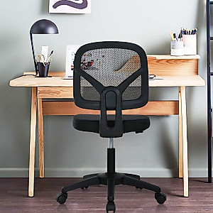 BestShop Home Office Chair Computer Chair Mid Back Mesh Chair Height Adjustable Student Chair Ergonomic Desk Chair Task Chair No Armrest Executive Rolling Swivel Chair with Casters, Black