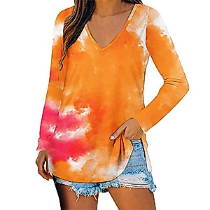 Women's Casual Long Sleeve Tunic Tops Spring Tshirt Blouses Flannel Shirts for Women Pink Purple