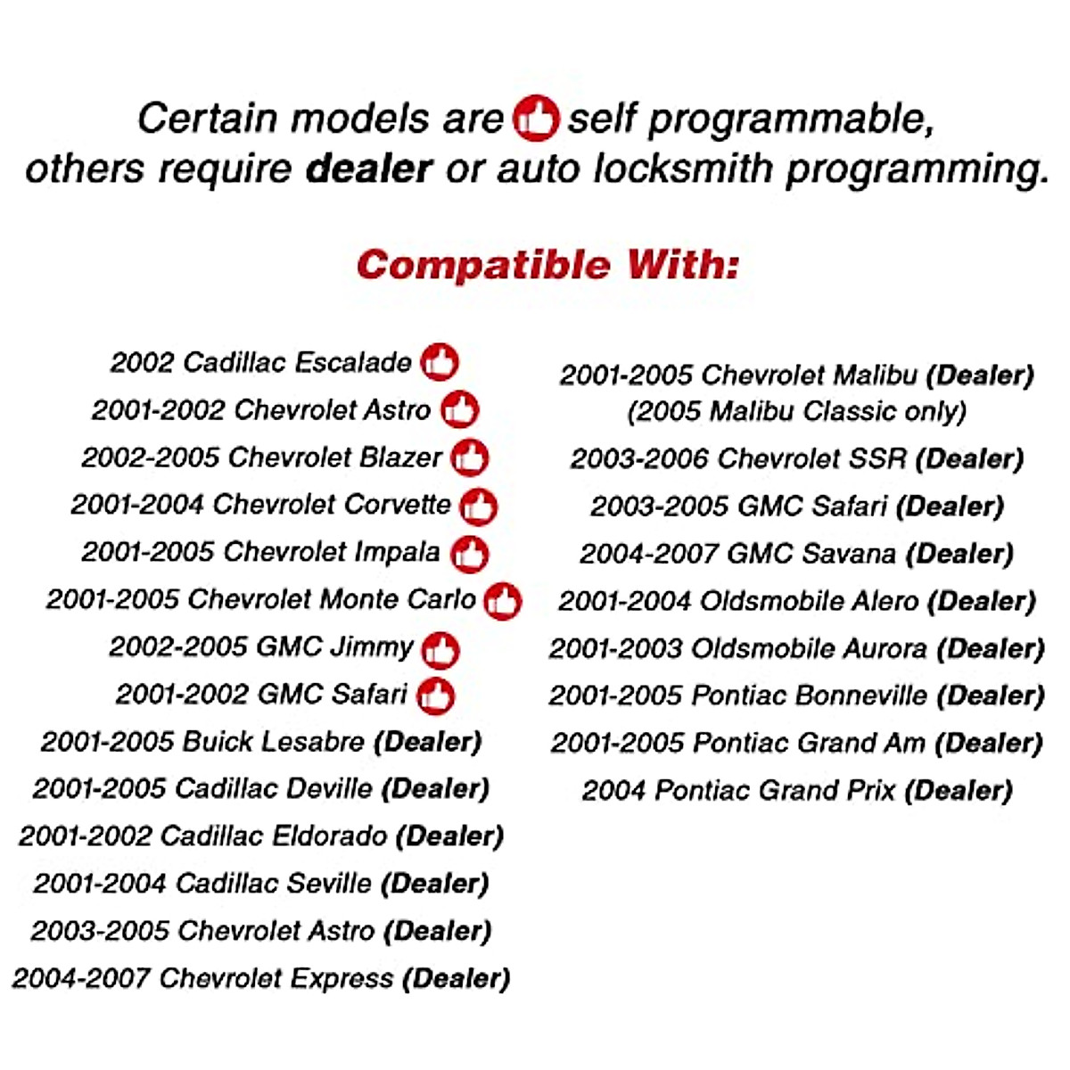 KeylessOption Keyless Entry Remote Key Fob Replacement for 10443537 -Red