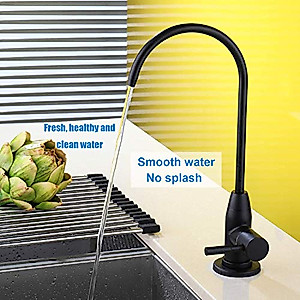 Drinking Water Faucet SUS304 Stainless Steel 100% Lead-Free Heavy Duty Faucet 90° Single Handle 360° Swing Spout Brass Ceramic Cartridge Matte Black