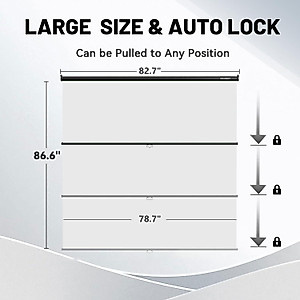 RAUBAY Retractable Pull Down White Screen Backdrop - 78.7"x 86.6" Collapsible Wall-Mount Background for Professional Video Production, Photography, TikTok and Video Conferencing
