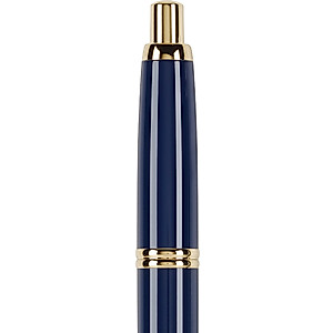 PILOT Vanishing Point Collection Refillable & Retractable Fountain Pen, Blue Barrel with Gold Accents, Blue Ink, Medium Nib (60266)