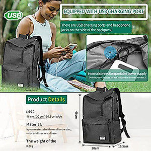 AOPUN Laptop Backpack Travel Business Waterproof Backpack with USB Charging Port, Suitable for Travel, Camping, School, Business (Black)