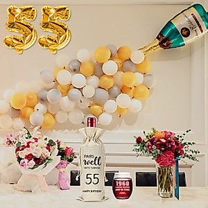 YUEYUQIU 65th Birthday Gifts for Women Men 65 Years Old Birthday Gifts, Back in 1958 Old Time Information, 65th Birthday Decorations Present, Sixty-five Birthday Gifts Wine Bags Glass