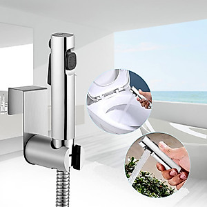 Bidet Hand Held Shower Set Dual Jet Mode Nozzle ABS Plastic Baby Cloth Diaper Spray Set with Faucet Dispenser Spring Hose Wall Mount Bracket