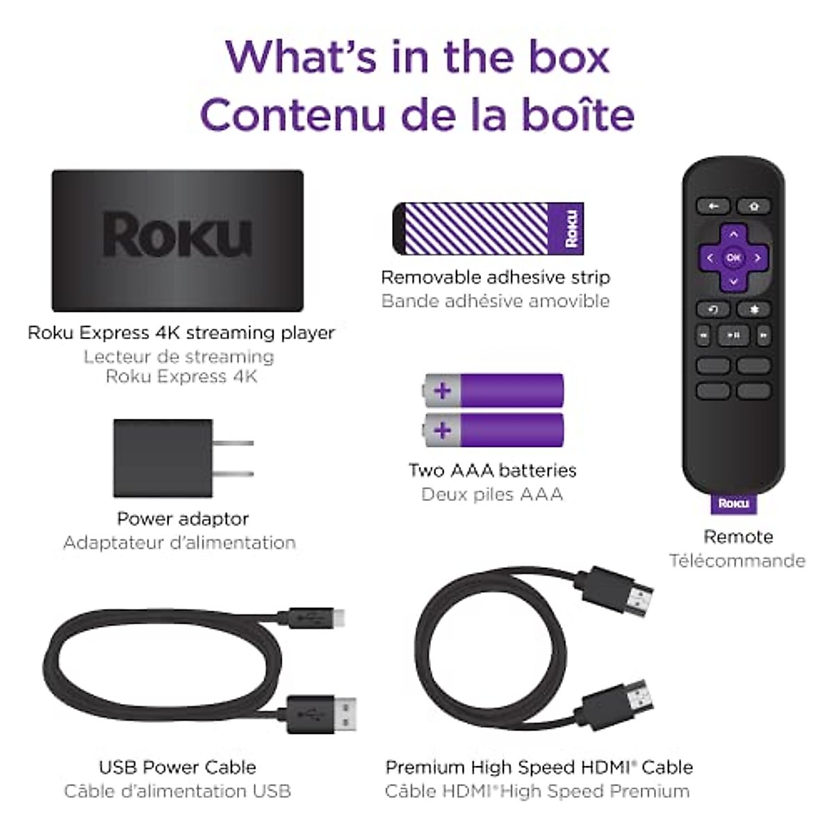 Roku Express 4K 2022 | Streaming Media Player HD/4K/HDR with Smooth Wireless Streaming and Roku Simple Remote with TV Controls, Includes Premium HDMI Cable