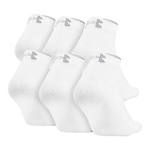 Under Armour Unisex-Adult Cotton Low Cut Socks, Multipairs, White/Gray (6 Pairs), Large