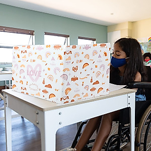 Perkoop 30pcs Plastic Privacy Desk Dividers for Students Rainbow Inspirational Boards Reduce Distractions Study Carrel Divider Folders Plastic Boards for Student Testing Classroom