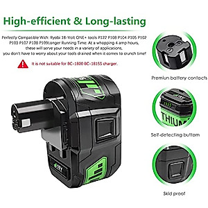 POWTREE 18V 9000mAh P108 Replacement Battery for Ryobi 18V Battery ONE+ P108 P102 P103 P104 P105 P107 P109 P122 Cordless Power Tools Li-ion Battery with LED Indicator 2Pack