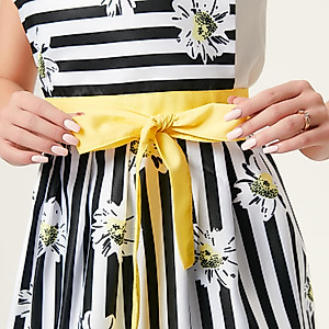 Lovely Comfortable Claccic Black Stripe and Fashion Daisy Skirt Kitchen Women Apron for Ladies Girls Wife Daughter (Yellow)