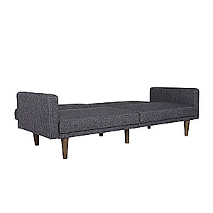 DHP Paxson Convertible Futon Couch Bed with Linen Upholstery and Wood Legs - Grey, Twin