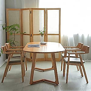 LITFAD Modern Oval Dining Table Solid Wood Dining Room Table Simple Restaurant Table - Wood Table Only 78.7" L x 31.5" W