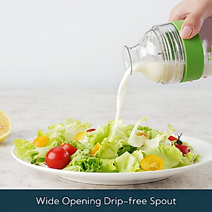 KITCHENDAO 2 in 1 Salad Dressing Shaker Bottle with Juicer, Pour Spout, Leakproof, Soft Grip, Dishwasher Safe, BPA Free Travel Homemade Oil and Vinegar Salad Dressing Container Mixer Dispenser, 1 Cup