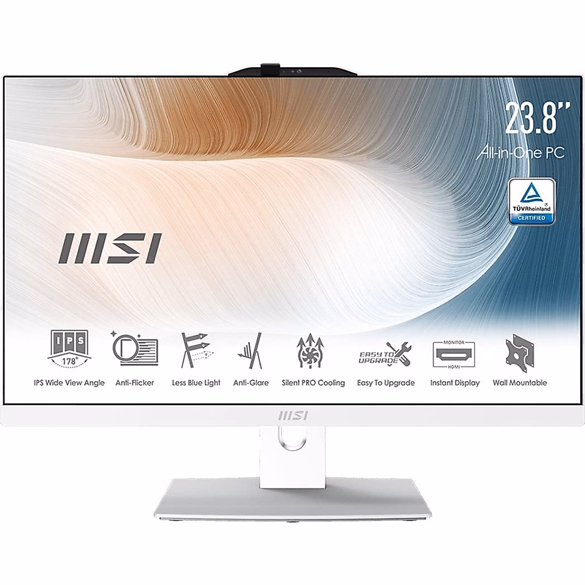 MSI Modern AM242TP AIO Desktop, 23.8" FHD Touchscreen, Intel Core i7-1165G7, 16GB Memory (Dual-CHL), 512GB SSD, WiFi 6, BT 5.1, FHD Webcam, White, Windows 11 Home (11M-873US)