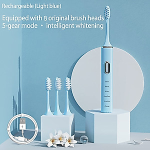 ZITIANY Sonic Electric Toothbrush with 8 Brush Heads, Rechargeable Sonic Electric Toothbrush for Adults with 5 Modes Technology, 5 Hours Fast Charge Lasts up to 180 Days